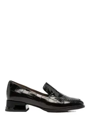 LINDA BAUMANN LINDA BAUMANN Crocodile-Embossed Leather Loafers Black