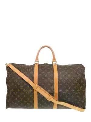 LOUIS VUITTON Monogram Keepall Bandouliere 55 Travel Bag - Brown