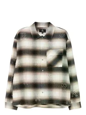 REPRESENT Initial-embroidered Plaid Shirt - Neutrals