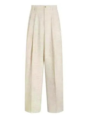 Dolce & Gabbana Tweed Effect Linen And Viscose Trousers - Neutrals