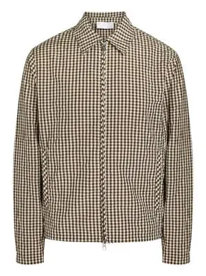 MONCLER Moncler Gingham Crinkled Cotton-Blend Jacket