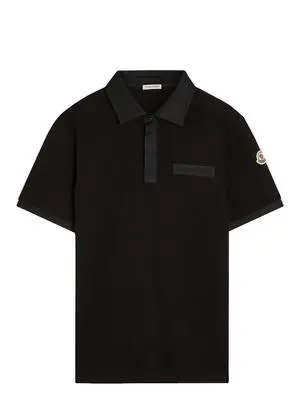 Moncler Logo-embroidered Piqué Cotton Polo Shirt - Black