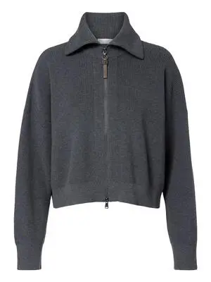 BRUNELLO CUCINELLI Brunello Cucinelli Cotton Zip-Up Cardigan With Leather Trim