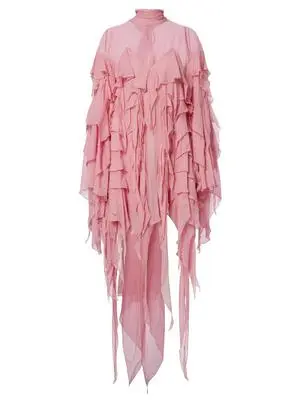 Blumarine Tiered Chiffon Mini Dress - Pink