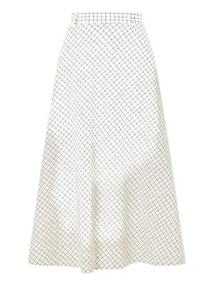RÓHE Checked Cotton-blend Poplin Midi Skirt - Multi