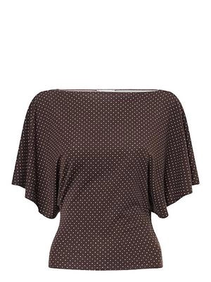 REFORMATION Avery Ted Woven Knit Top - Dot
