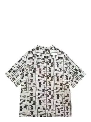Prada Geometric-print Short-sleev Shirt - Neutrals
