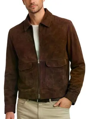 FRANZESE COLLECTION Stefano De Martino Suede Zip Jacket - Brown