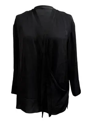 Theory Silk Tie-front Relaxed Blouse - Black