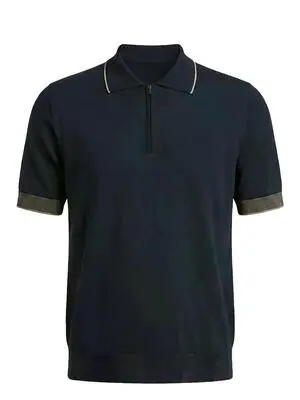 Peserico Zip-fastening Fine-knit Polo Shirt - Blue