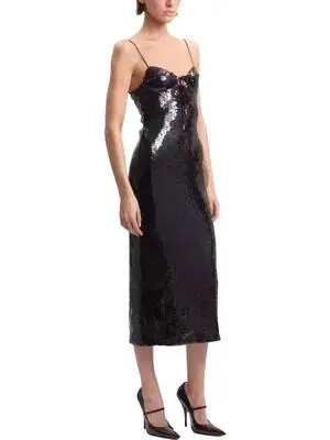16Arlington Sequin Embellished Midi Dress - Brown