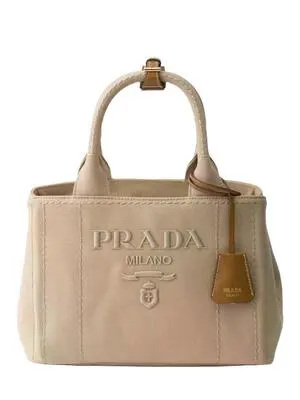 Prada Prada Small Jardinière Cotton Canvas Bag Neutrals