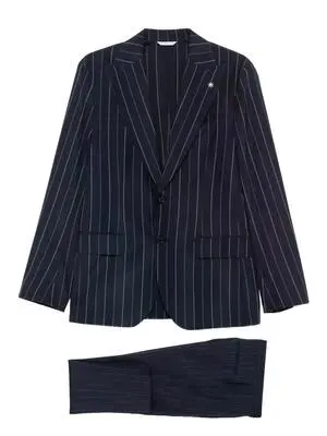 MANUEL RITZ Pinstripe-pattern Single-breasted Suit - Blue