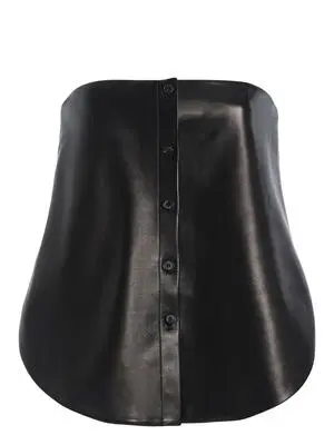 Brandon Maxwell The Shea Leather Strapless Top - Black