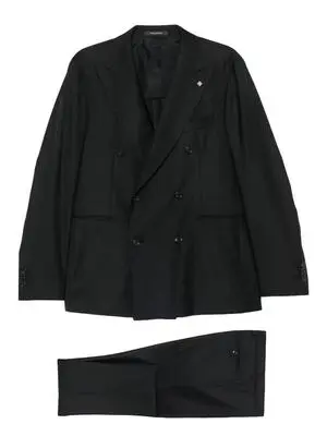 Tagliatore Double-breasted Peak-lapel Suit Black
