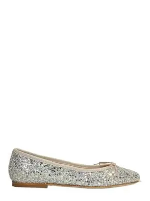 ANNIEL Glitter Embellished Bow Ballet Flats - Silver