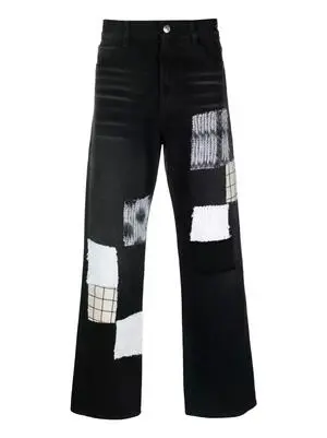 Marni Patchwork Straight-leg Jeans - Black