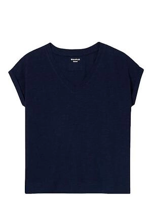 Whistles Willa V-neck Cotton-jersey T-shirt - Navy