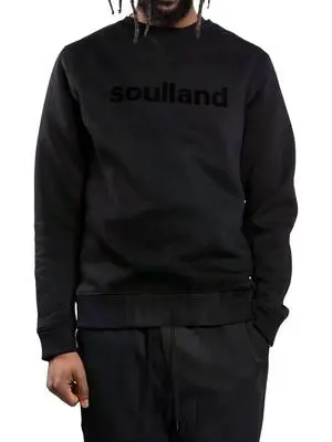 SOULLAND Crew Neck Sweatshirt With Embossed Lettering - Black