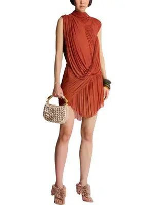 Balmain Draped Flowing Jersey Dress - Red