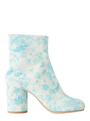 MAISON MARGIELA Tabi Split-toe Floral-print Suede Ankle Boots - Blue