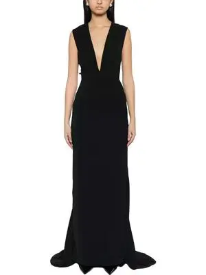 Solace London Althea Plunging V-neck Sleeveless Maxi Dress - Black