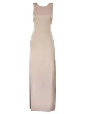 Max Mara Draped Back Silk Maxi Dress - Neutrals