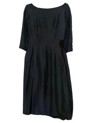 Prada Pleated Floral Appliqué Dress - Grey