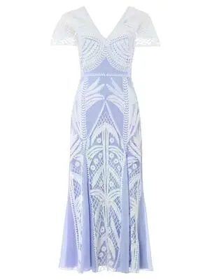 TEMPERLEY LONDON Giselle Embroidered Maxi Dress - Blue