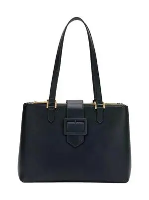 FRAU Buckle-detail Pebbled Tote Bag - Black