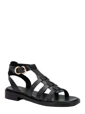 FRAU Cage Leather Sandals - Black
