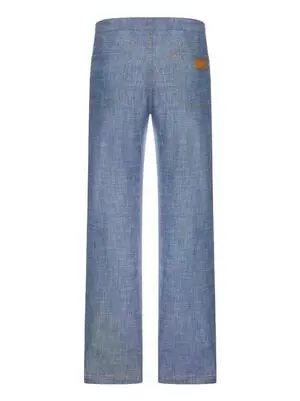 Fendi Logo-patch Straight-leg Trousers - Blue