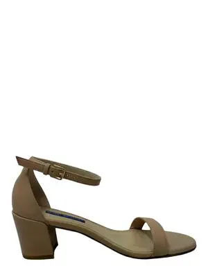 STUART WEITZMAN Stuart Weitzman Beige Leather Block Heel Sandals Neutrals