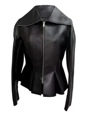 Givenchy Peplum Leather Jacket - Black