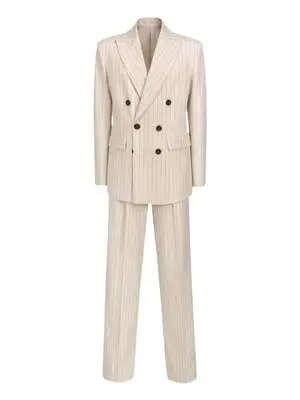 ROOM76 Pinstripe Double-breasted Suit - Neutrals