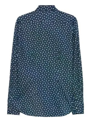 ORIAN Floral-print Long-sleeve Shirt - Blue