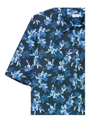 ORIAN Floral-print Short-sleeve Shirt - Blue