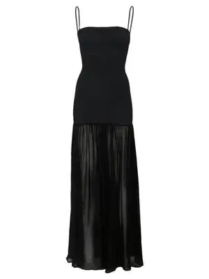 Hunza G Crinkled-finish Sheer-skirt Maxi Dress - Black