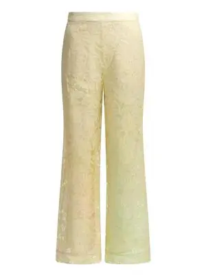 Zimmermann Floral Lace Wide Leg Trousers - Neutrals