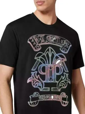 Philipp Plein Gothic Banner Crystal-embellished Cotton T-shirt - Black