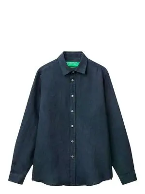 BENETTON Long-sleeved Linen Shirt - Blue