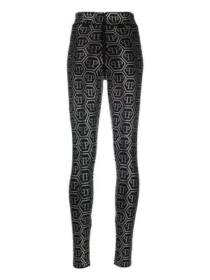 PHILIPP PLEIN Monogram-print Embellished Leggings