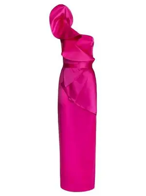 CATALINA Venezia One-shoulder Ruffled Maxi Dress - Pink
