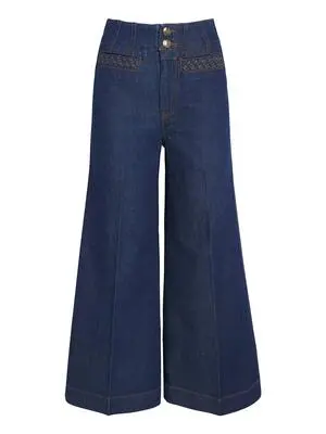 Zimmermann Cropped Aster Flared Jeans - Navy