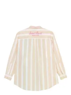 MC2 SAINT BARTH Striped Embroidered-logo Shirt - Neutrals