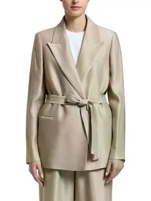 Peserico Peserico Single-Breasted Belted Blazer Neutrals