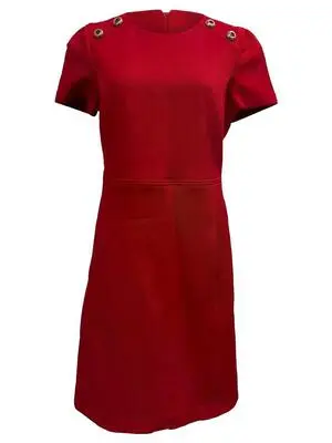 Prada Wool Short Sleeve Mini Dress - Red