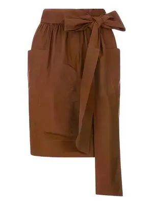 Chloé Bow-detail Patch-pocket Pencil Skirt - Brown