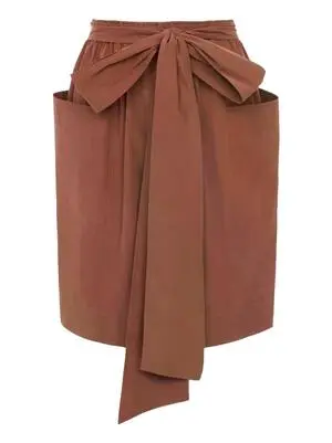 Chloé Bow-detail Pencil Skirt - Brown