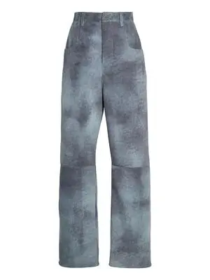 Bottega Veneta Relaxed Suede Wide-leg Trousers - Blue